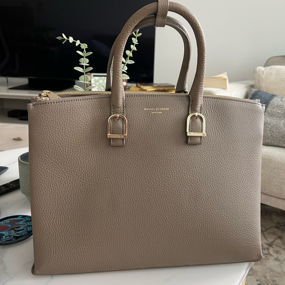 Bags | Aspinal Of London Madison Tote In A Greytaupe Pebbled Leather ...